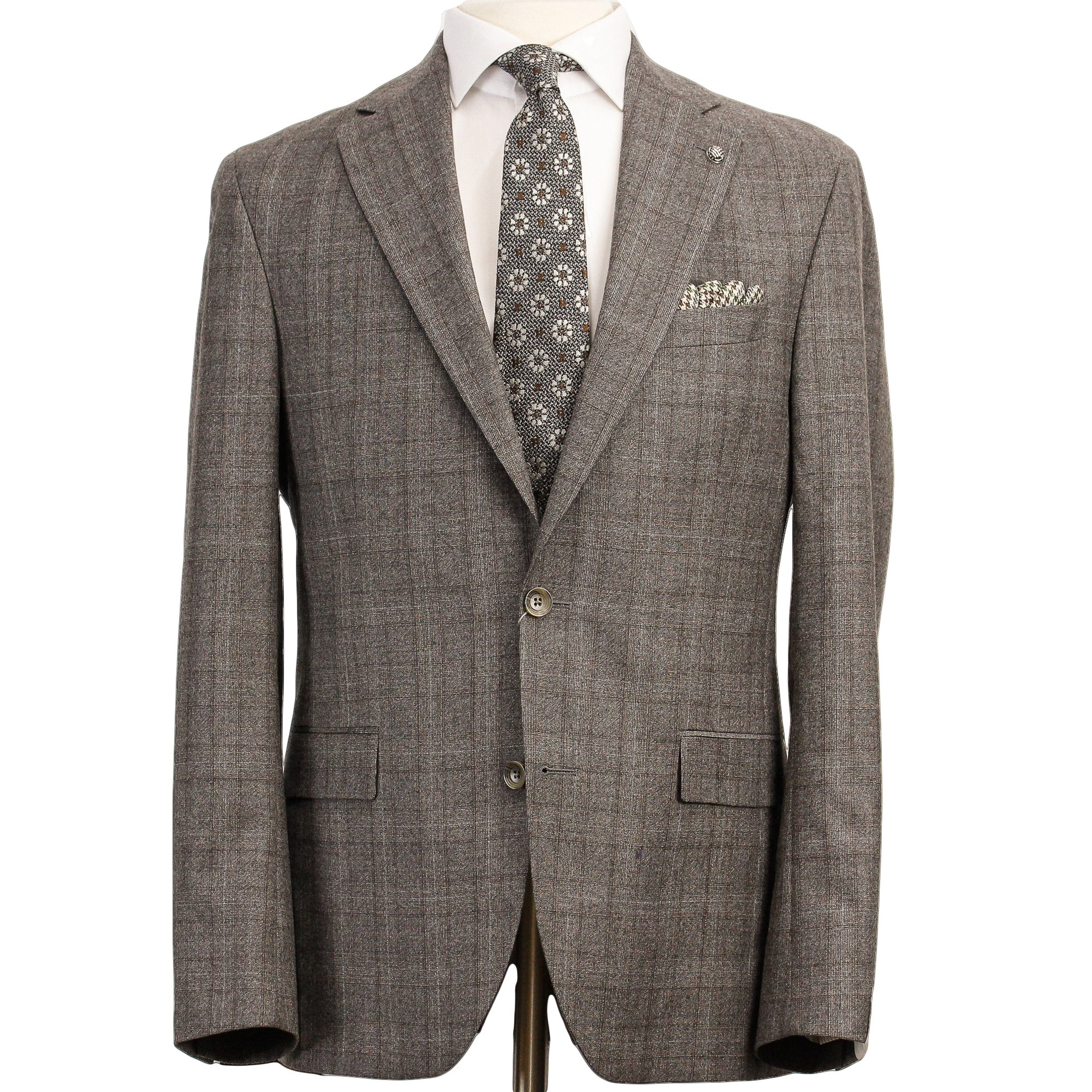 Gray and Beige Check Midland Contemporary Fit Wool Suit - Jack Victor ...