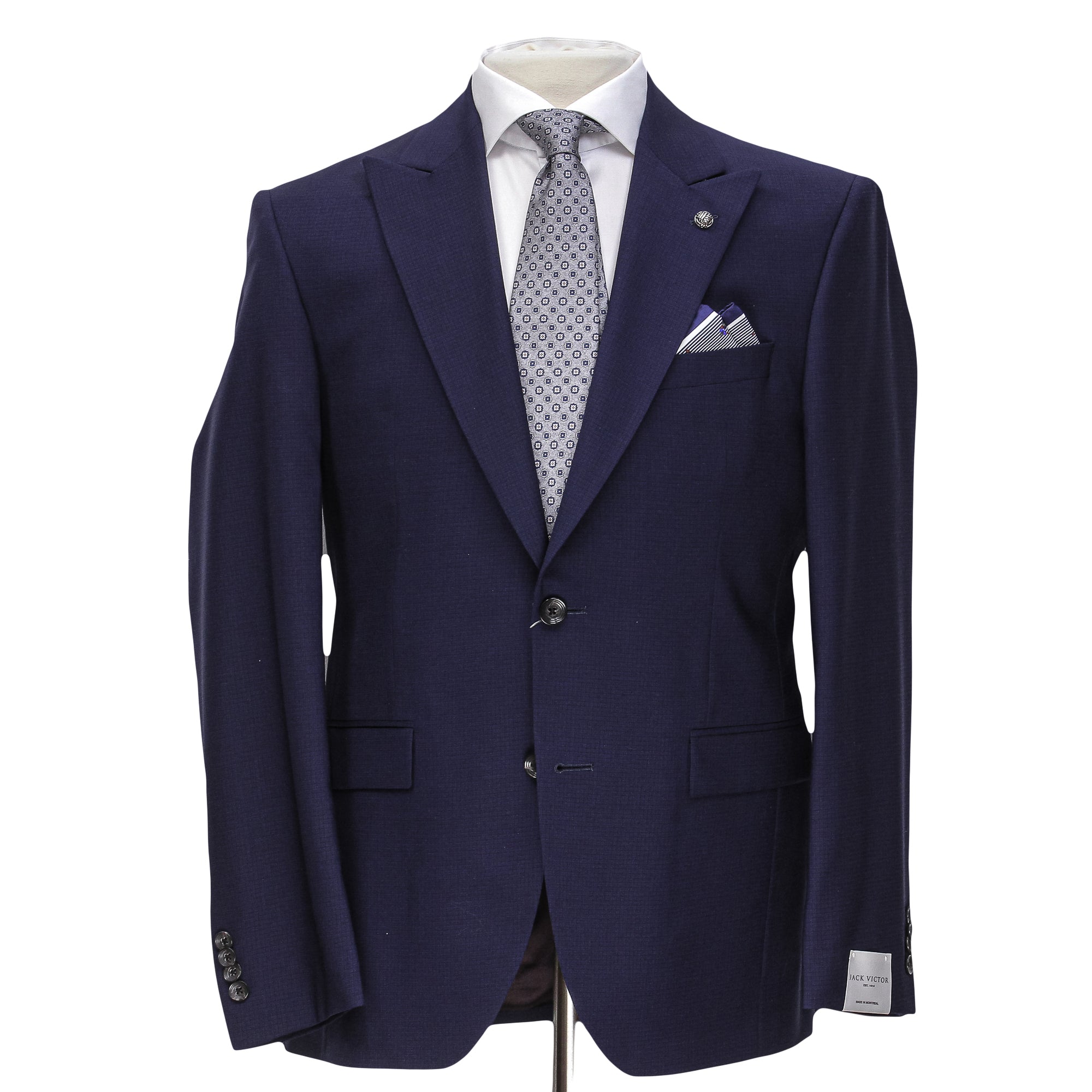 Blue Neat Check Peak Lapel Engel Modern Fit Wool Suit - Jack Victor ...