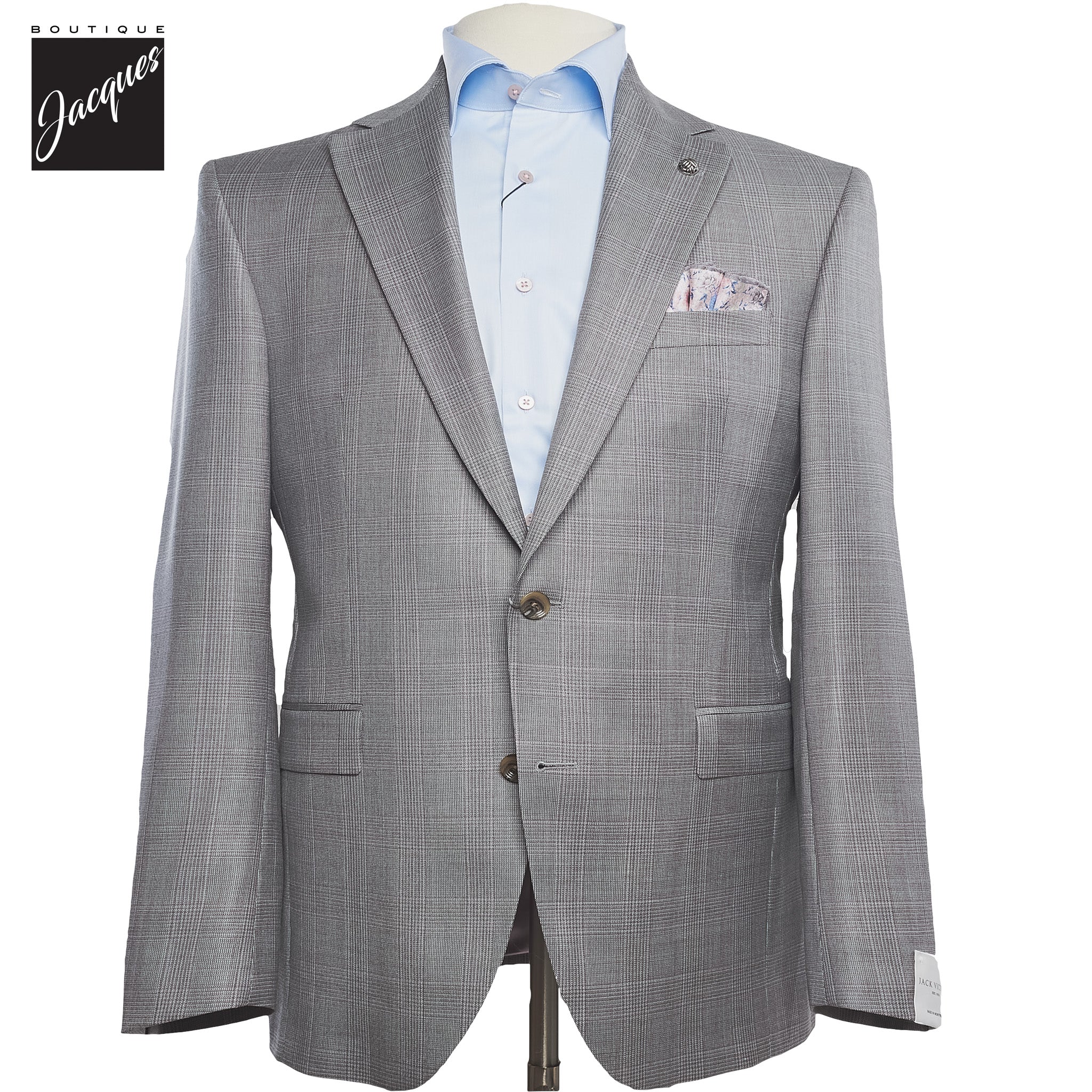 Gray Prince-of-Wales Esprit Modern Fit Wool Suit - Jack Victor ...