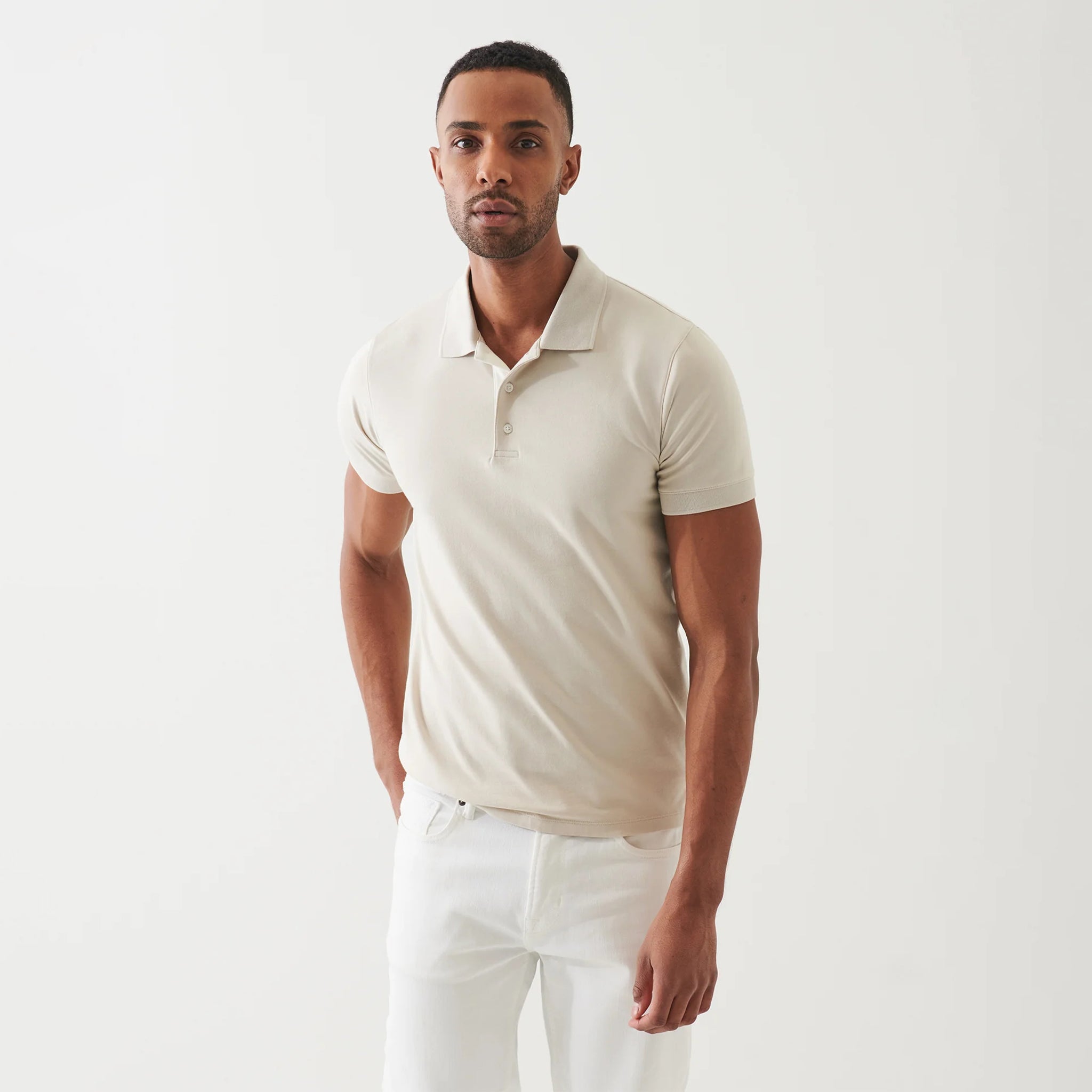 Clay Contrast Placket Iconic Pima Cotton Stretch Polo Shirt - Patrick ...