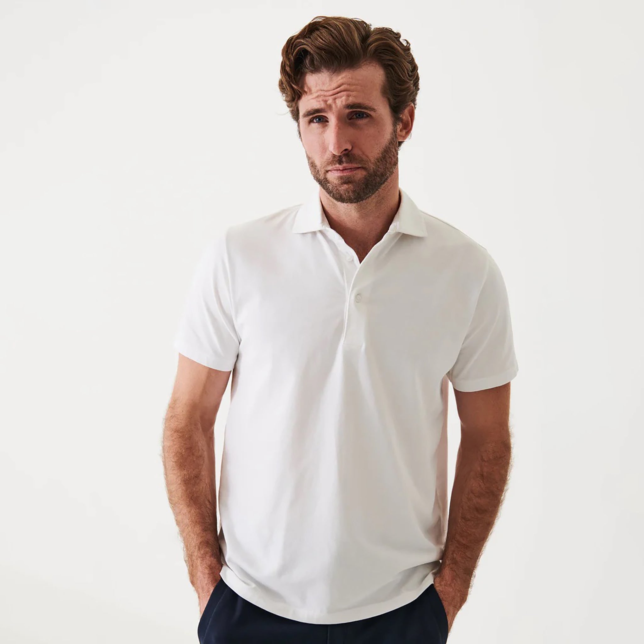 White Iconic Pima Cotton Stretch Short Sleeve Polo - Patrick Assaraf ...