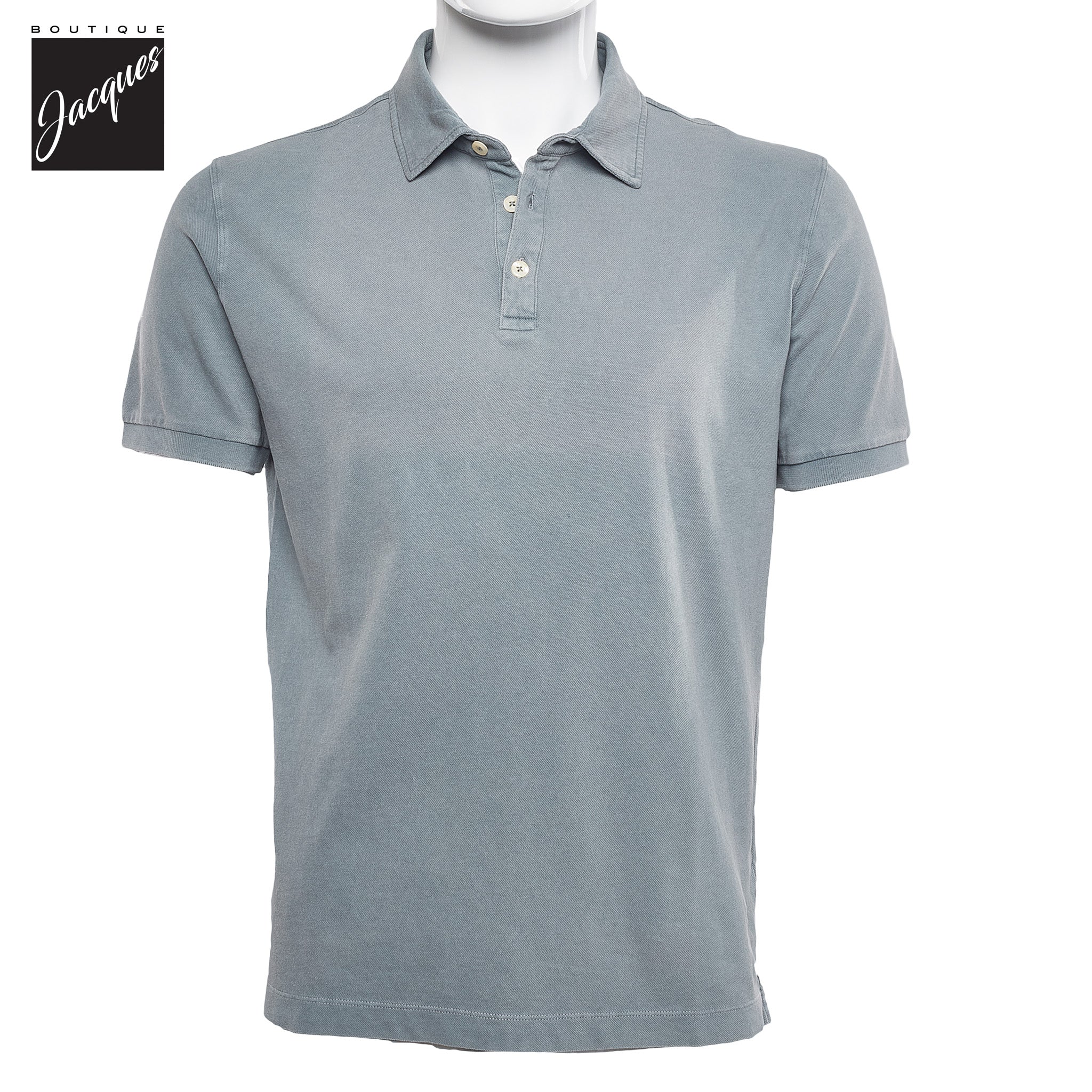 Mid Gray Fine Piqué Stretch Short Sleeve Polo - Phil Petter – Boutique ...