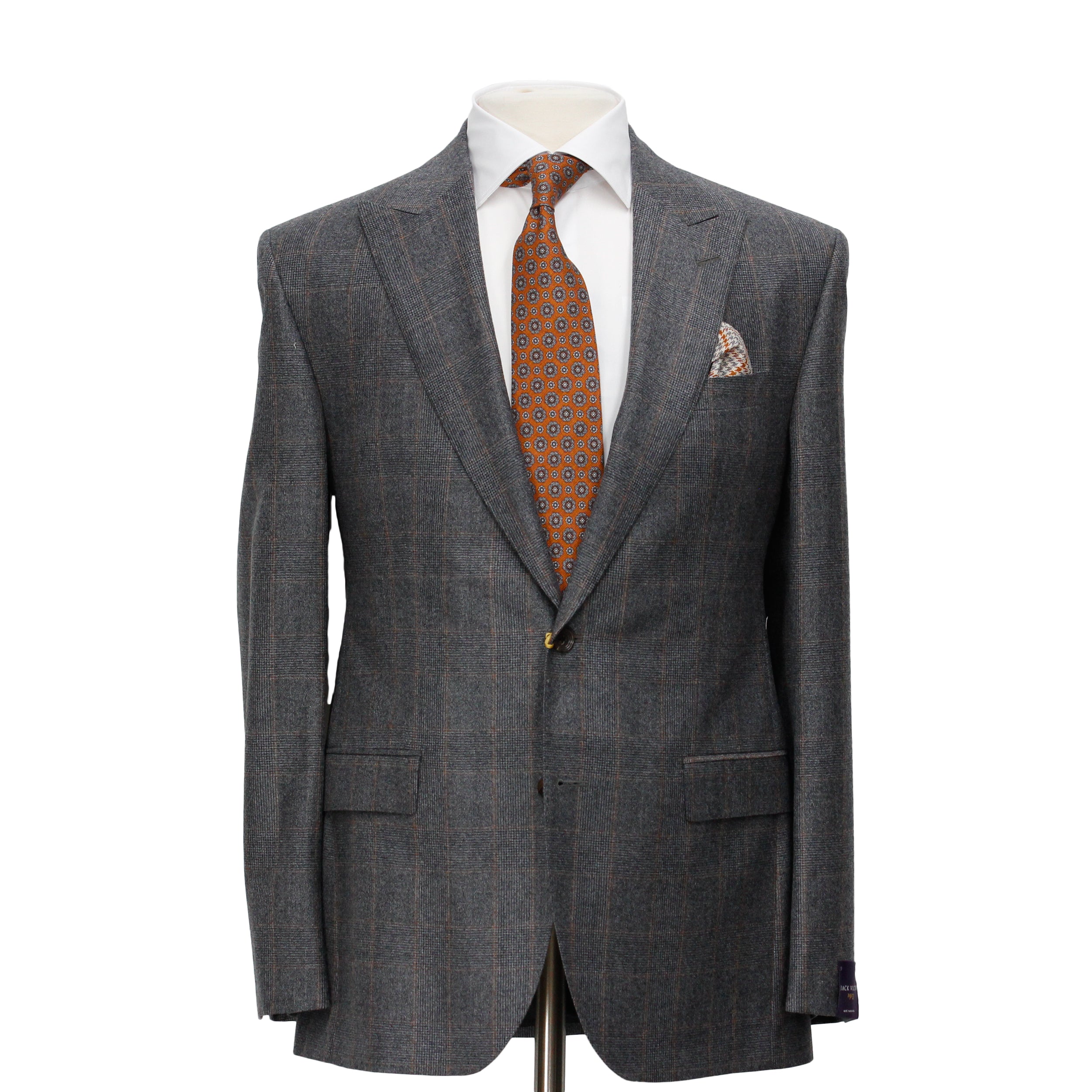 Gray Glen Check Peak Lapel - Edmund Contemporary Fit Wool Suit - Jack ...